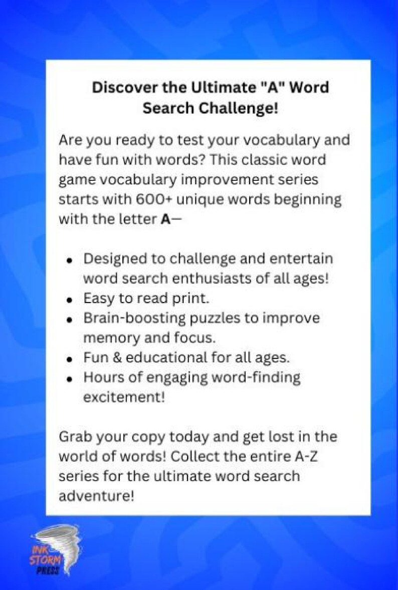 Letter A Word Search Puzzle Book: Large Print Vocabulary Builder ...