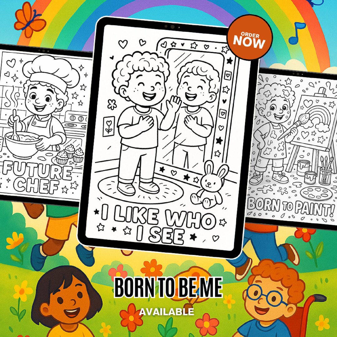 Inclusive Kids Coloring Book: "born to Be Me" Printable Pages - Etsy