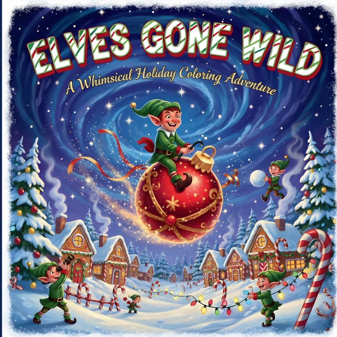 Elves Gone Wild Printable Coloring Book PDF – Funny Elf Christmas ...