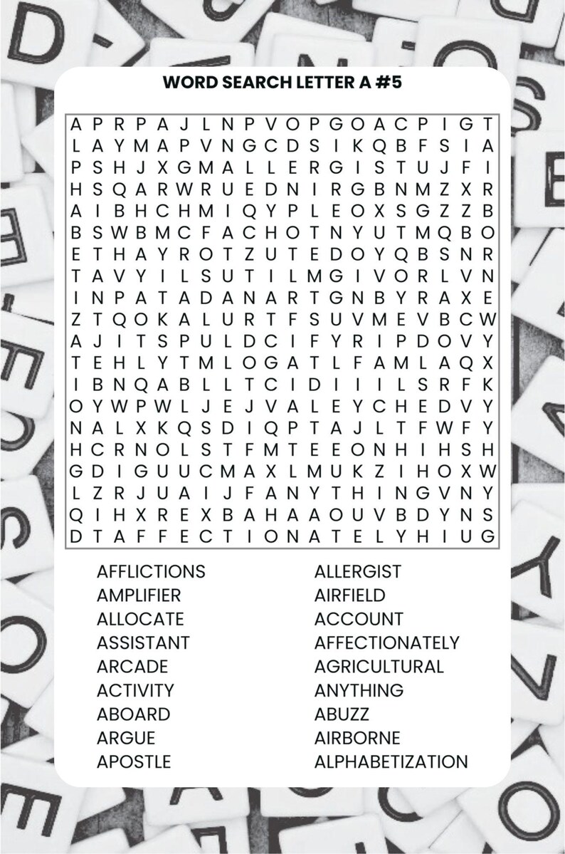 Letter A Word Search Puzzle Book: Large Print Vocabulary Builder ...
