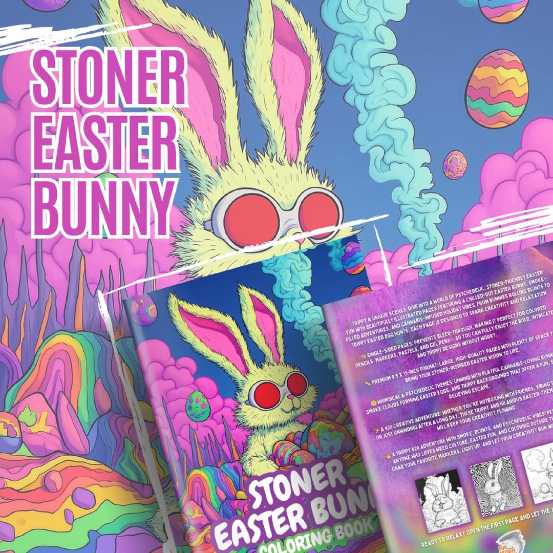 Stoner Easter Bunny – Printable Psychedelic 420 Easter Coloring Book ...