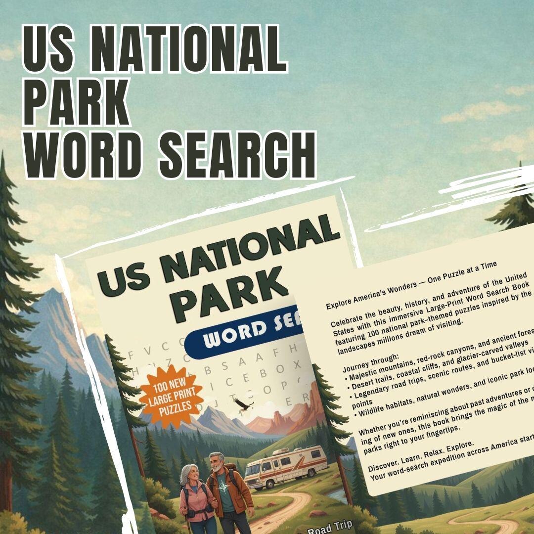 US National Park Word Search Printable | 100 Large Print Puzzles ...