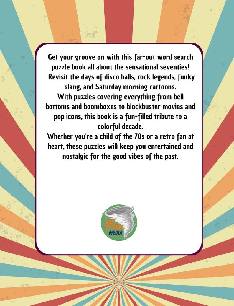 1970s Word Search Puzzle Book | Large Print Retro Puzzles for Adults ...