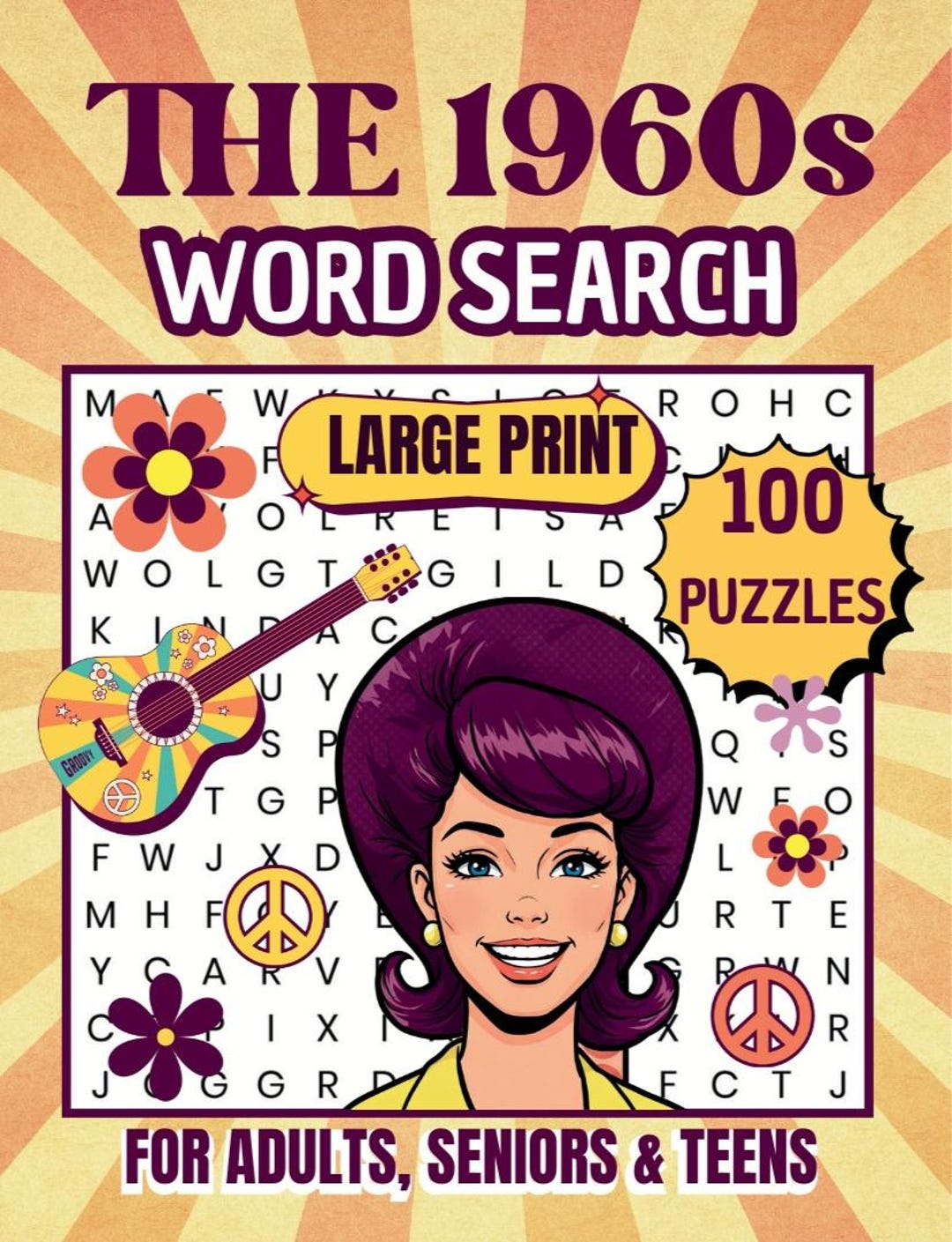 1960s Word Search Puzzle Book | Large Print Retro Activity for Adults ...