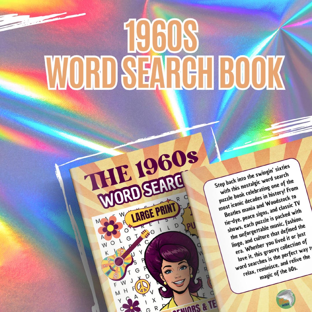 1960s Word Search: Retro Nostalgia, Large Print Puzzle Book - Etsy UK