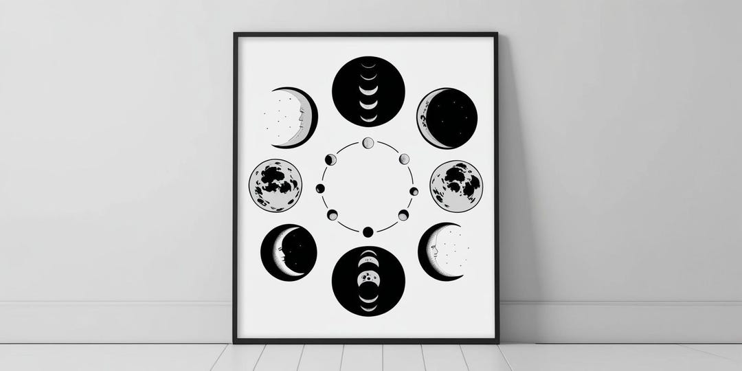 Minimalist Moon Phases Wall Art Frame - Etsy