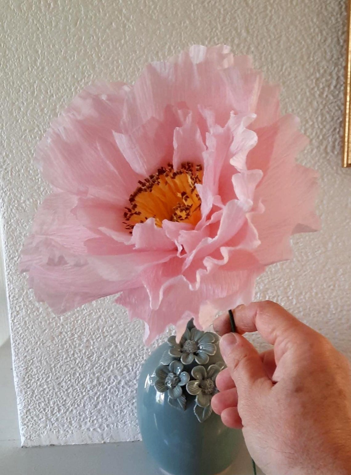 Handmade Large Pink Crepe Paper Flower, 35cm Height, 19cm Diameter ...