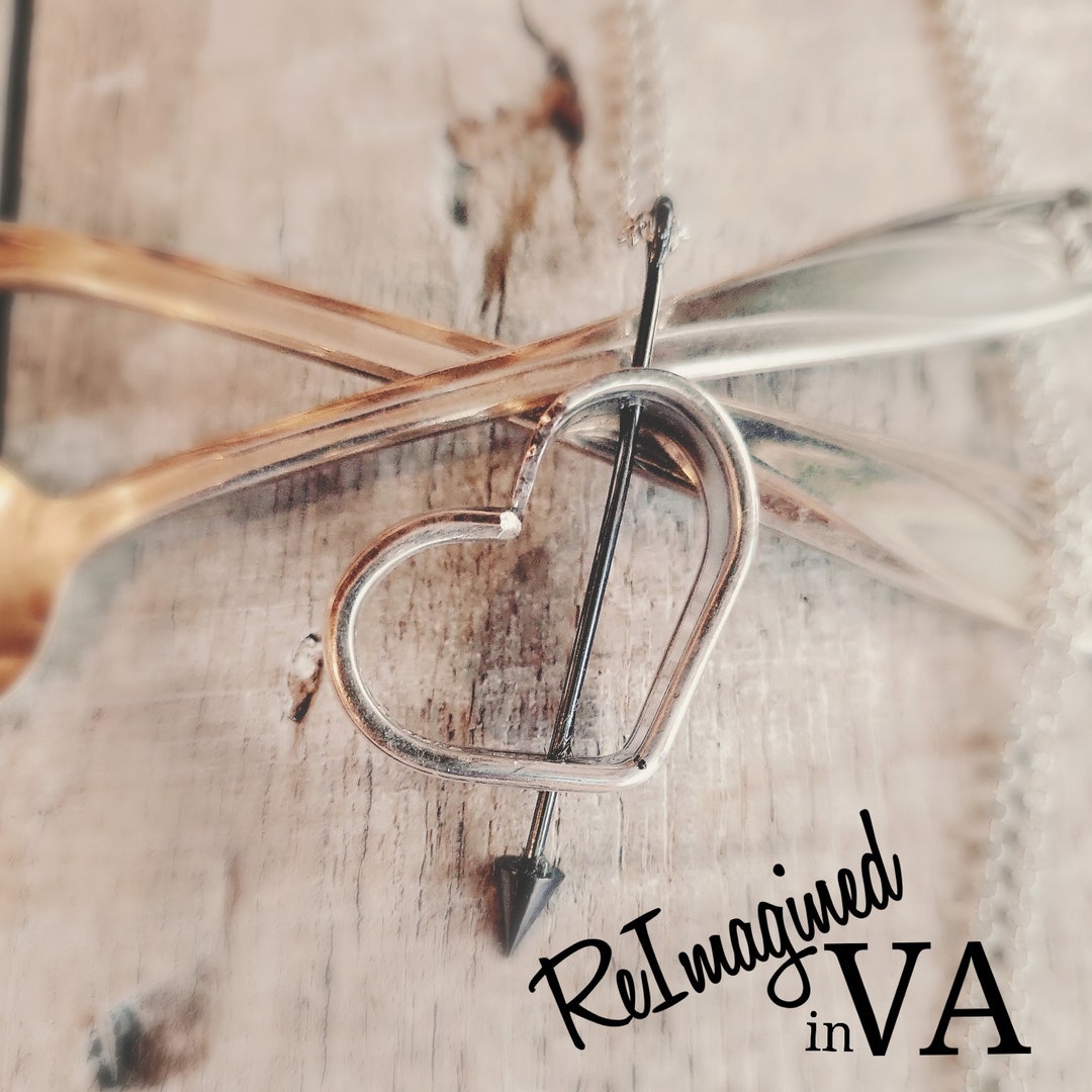 Vintage Spoon Handle Heart and Arrow Necklace, Upcycled Recycled ...