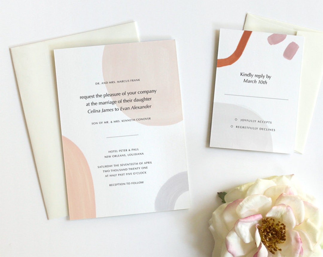 Minimalist Wedding Invitation Modern Wedding Invitation With - Etsy