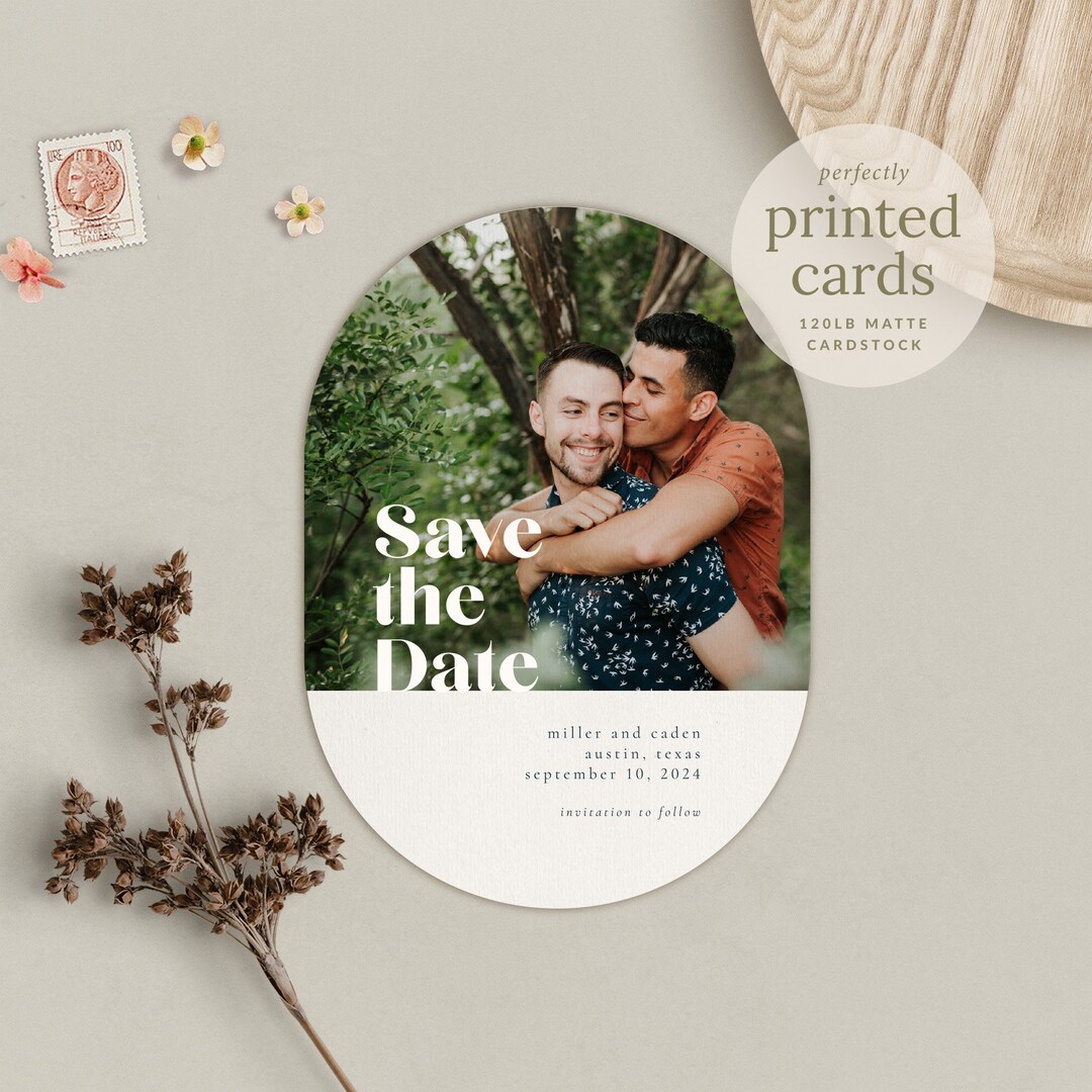 Printed Save the Date, Oval Diecut, Photo Save the Date Cards, Wedding ...