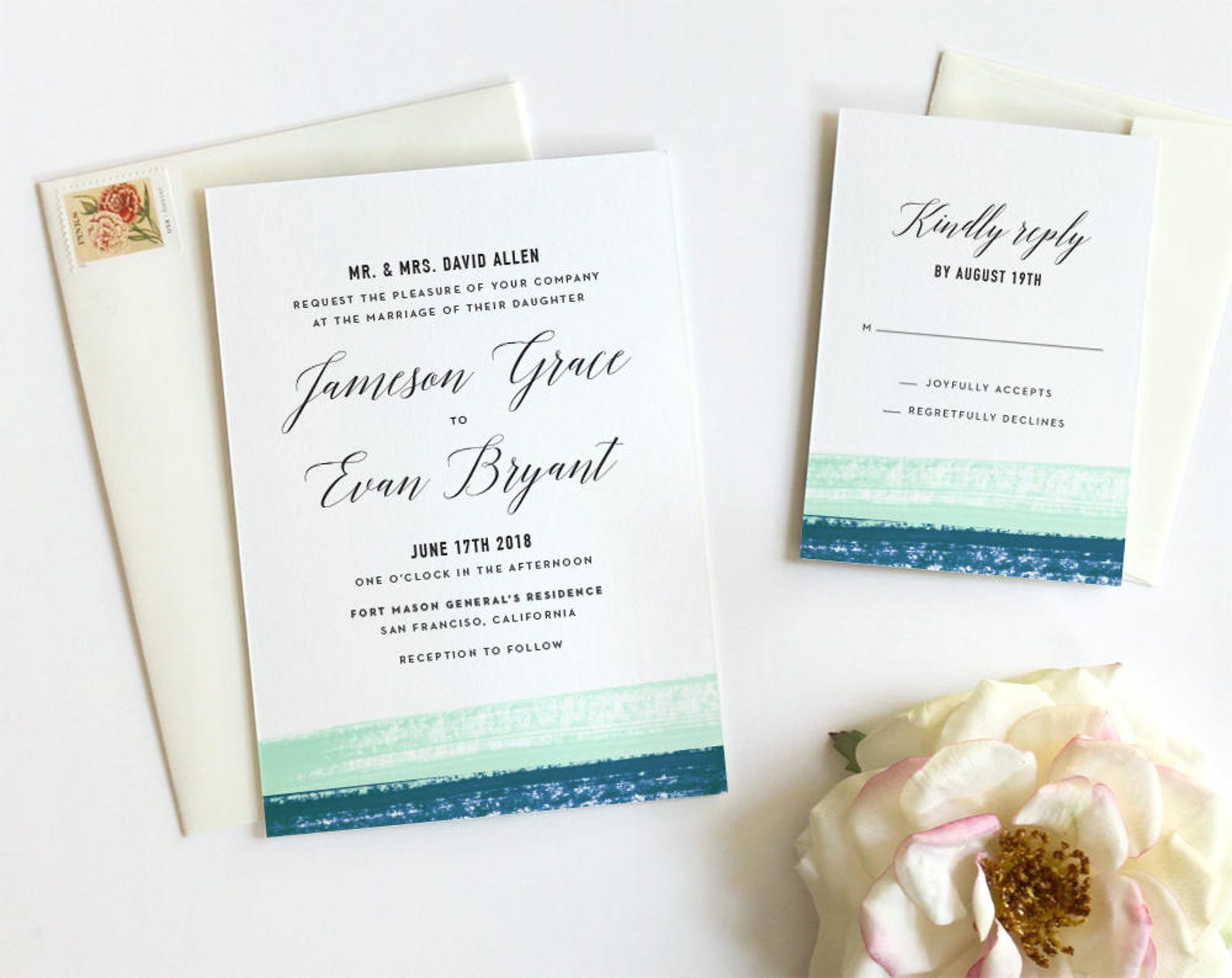 Modern Elegant Wedding Invitations Printed Sample - Etsy