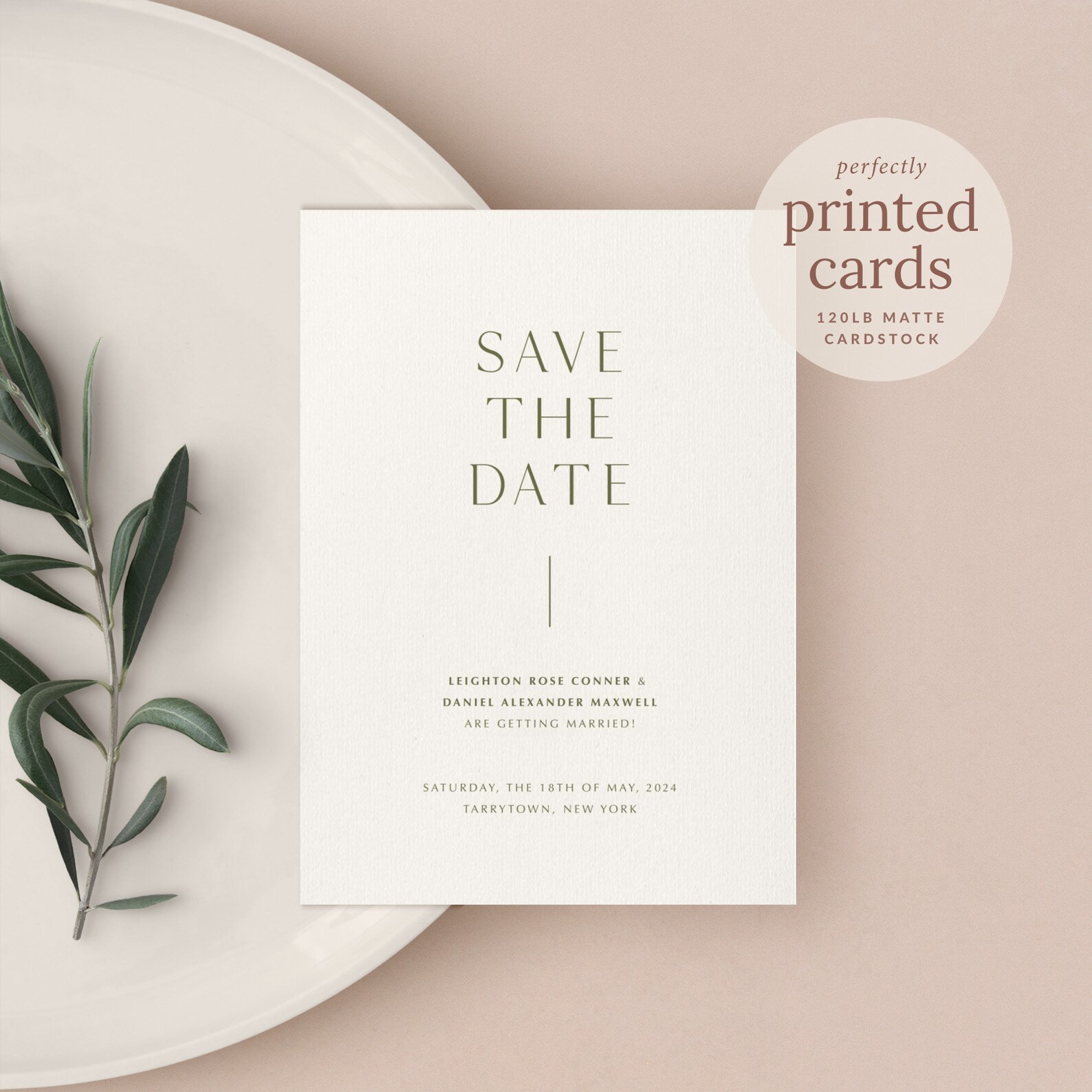 Printed Save the Date Card With Envelopes, Modern Save the Date, Simple ...