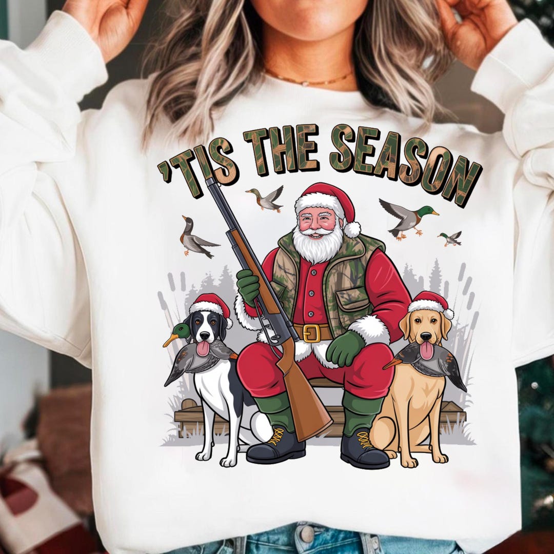 Camo Santa Png, Tis the Season Hunter Christmas Png, Boys Hunting Shirt ...