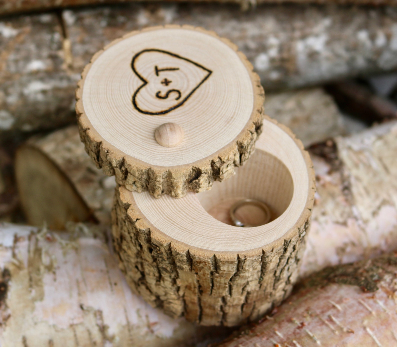 Wedding Ring Box Personalized Wood Ring Box Rustic Wedding | Etsy