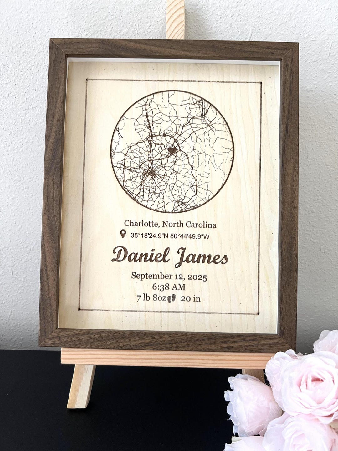 Personalized Baby Birth Map: Custom Engraved Wood Map, Newborn Gift - Etsy