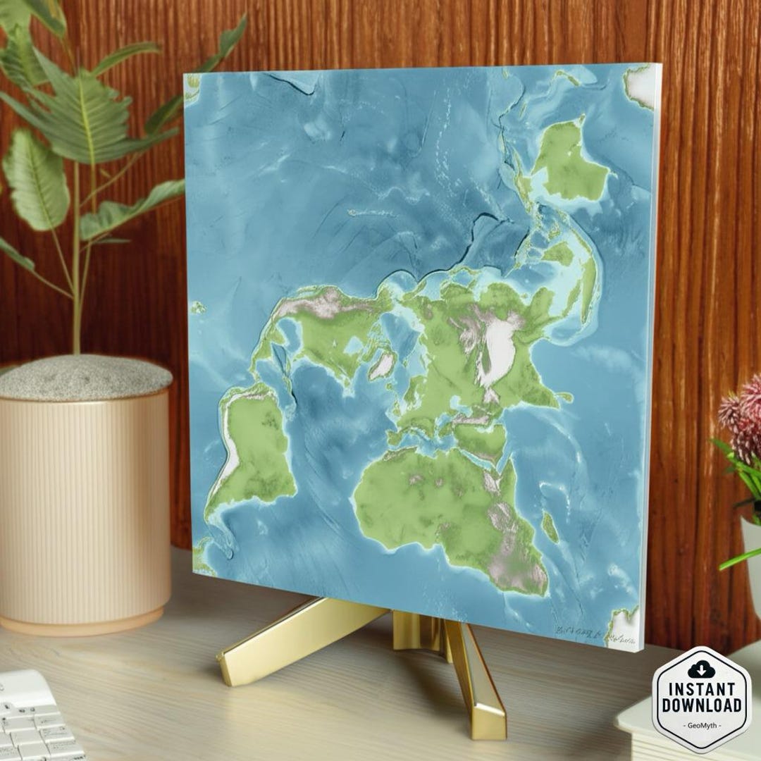 Printable Square Polar Projection World Topographic Map - North Pole ...
