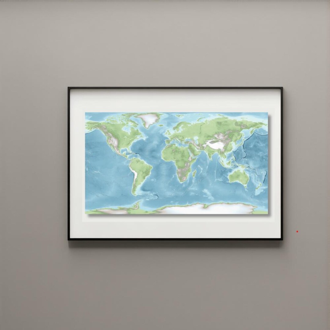 Printable World Topographic Map – Unique Gift - Modern Wall Art for ...