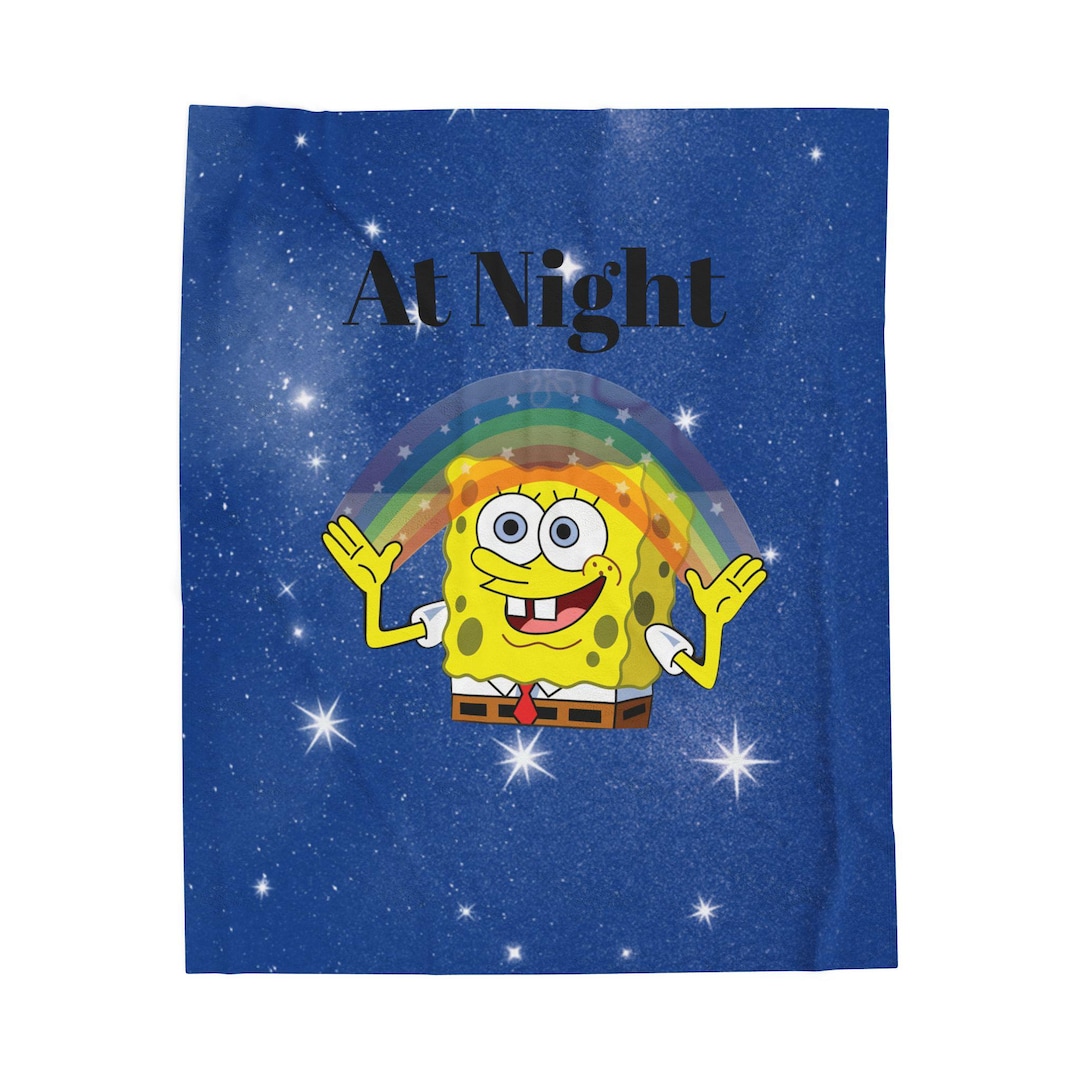 Spongebob "at Night" Velveteen Plush Blanket - Cozy Cartoon Throw for ...