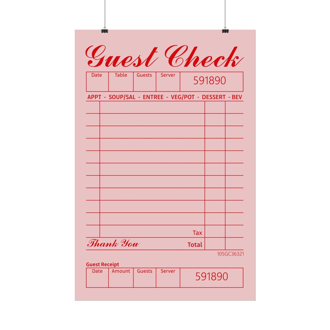 Retro Guest Check Wall Art, Diner Aesthetic Decor, Vintage Living Room ...