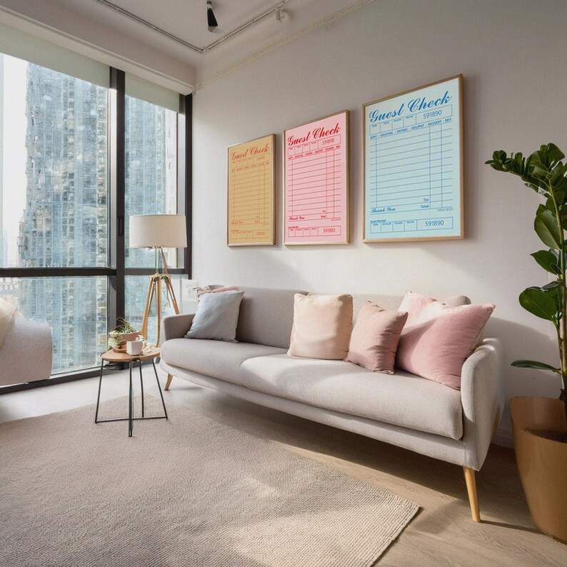 Retro Guest Check Wall Art, Diner Aesthetic Decor, Vintage Living Room ...