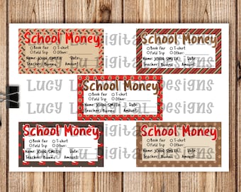 Personalized School Money Printable Stickers School Labels