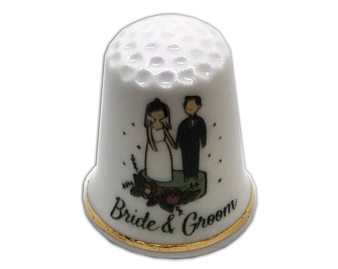BN Personalised Fine Bone China Bride and Groom Cake Topper Thimble ...