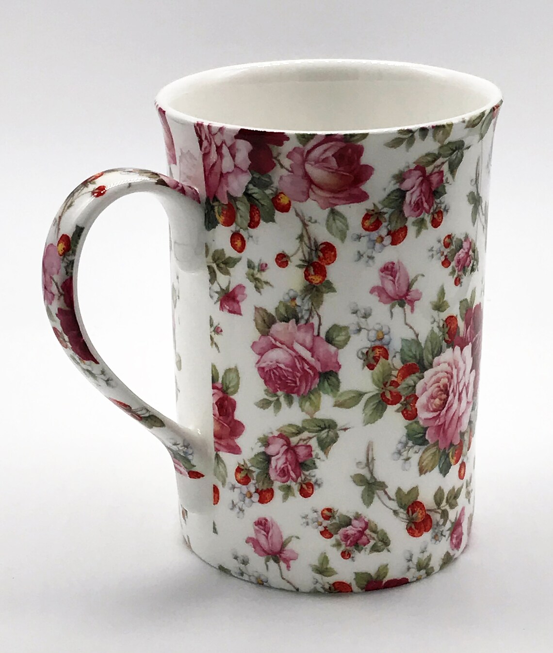 Personalised Fine Bone China Floral Strawberry Chintz Mug - Etsy