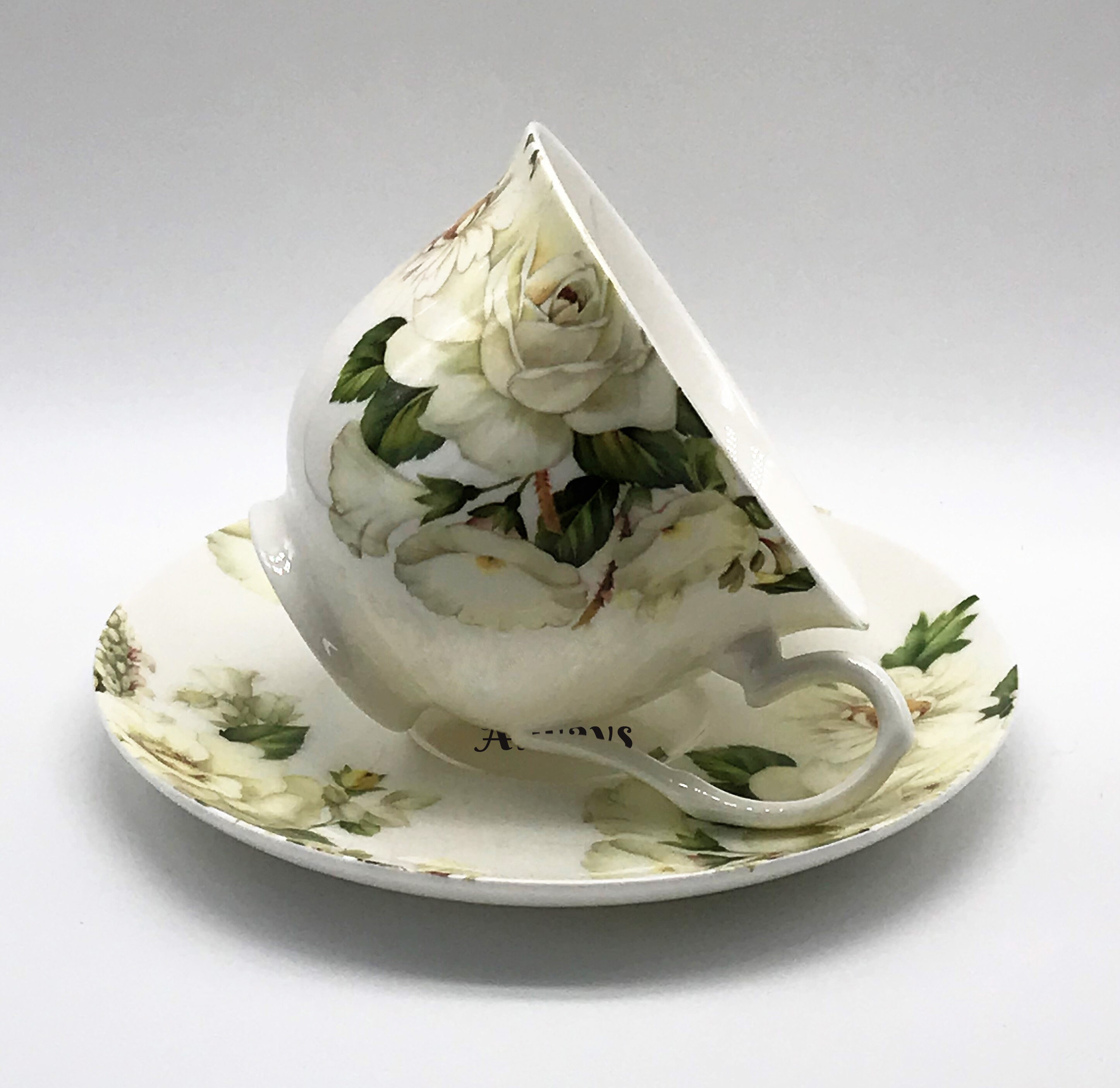 Personalized Fine Bone China Teacup and Saucer, Rose Floral Design - Etsy
