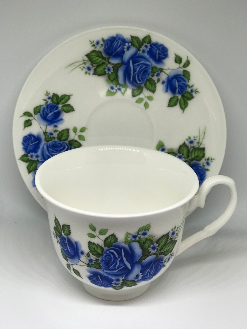 Personalised Blue Rose Teacup and Saucer - Etsy