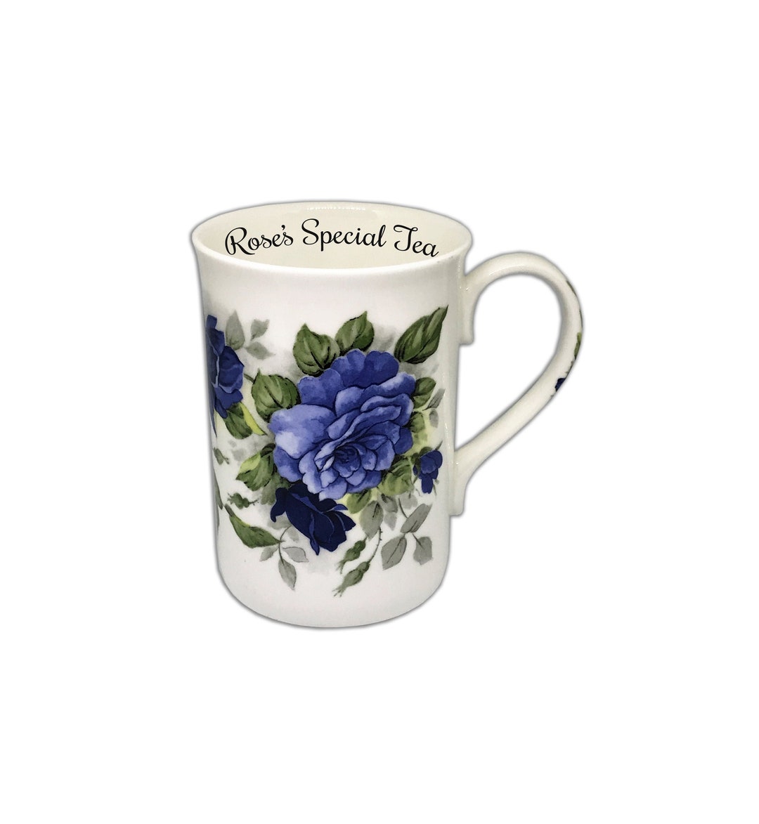 Boxed Personalised Blue Rose China Mug - Etsy