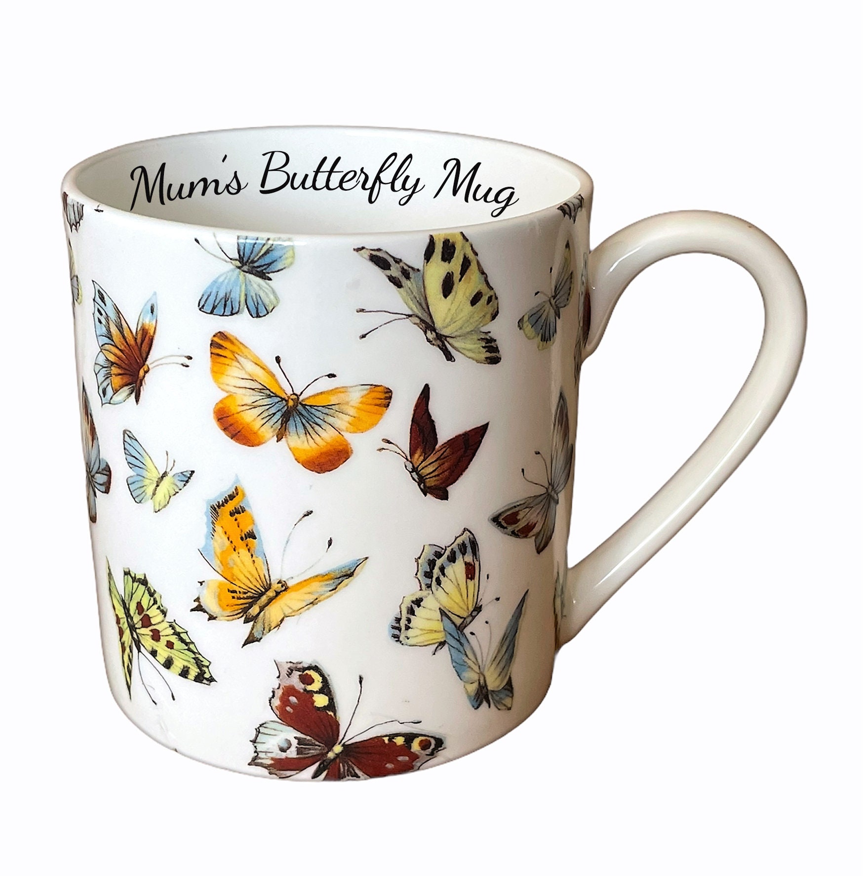 Personalized Butterfly Chintz Fine Bone China Mug, 18oz - Etsy
