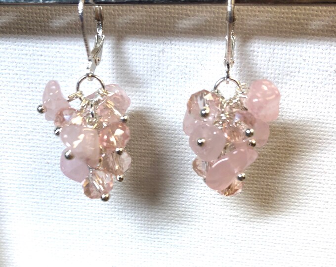 Rose Quartz Earrings Rose Quartz Jewelry Pink Earrings Pink - Etsy