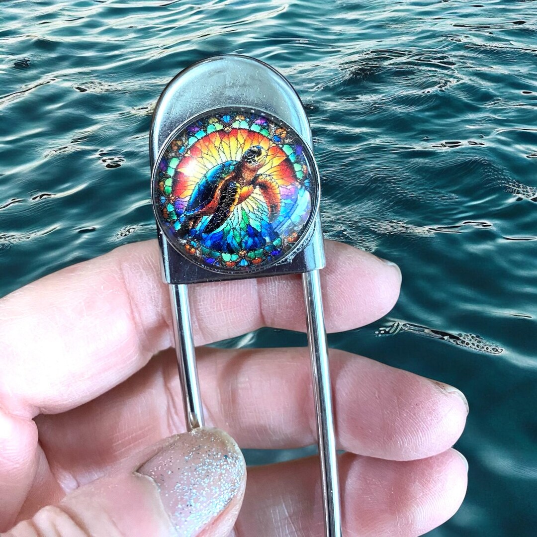 Jumbo Sea Turtle Safety Pin, Kilt or Scarf Pin - Etsy