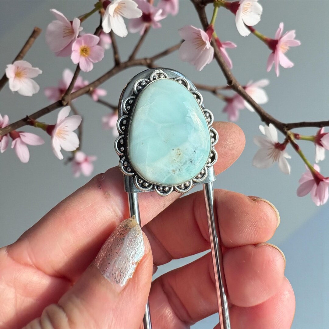 Larimar Jumbo Safety Pin, Kilt Pin, Scarf Pin, Hat Pin, Key Holder, Key ...
