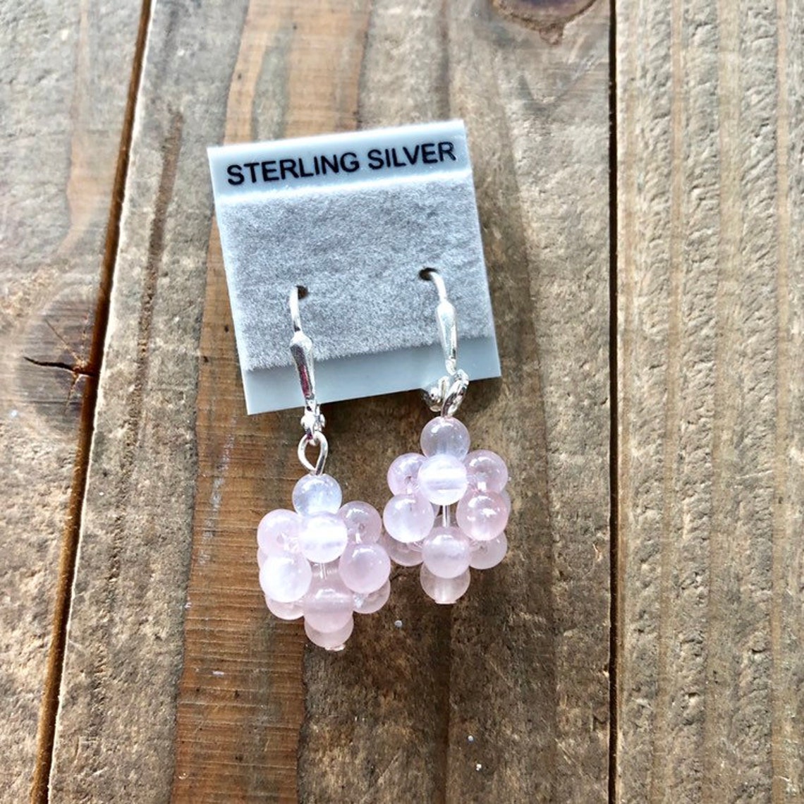 Rose Quartz Earrings Rose Quartz Jewelry Pink Earrings Rose - Etsy