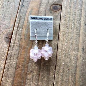 Rose Quartz Earrings Rose Quartz Jewelry Pink Earrings Rose - Etsy