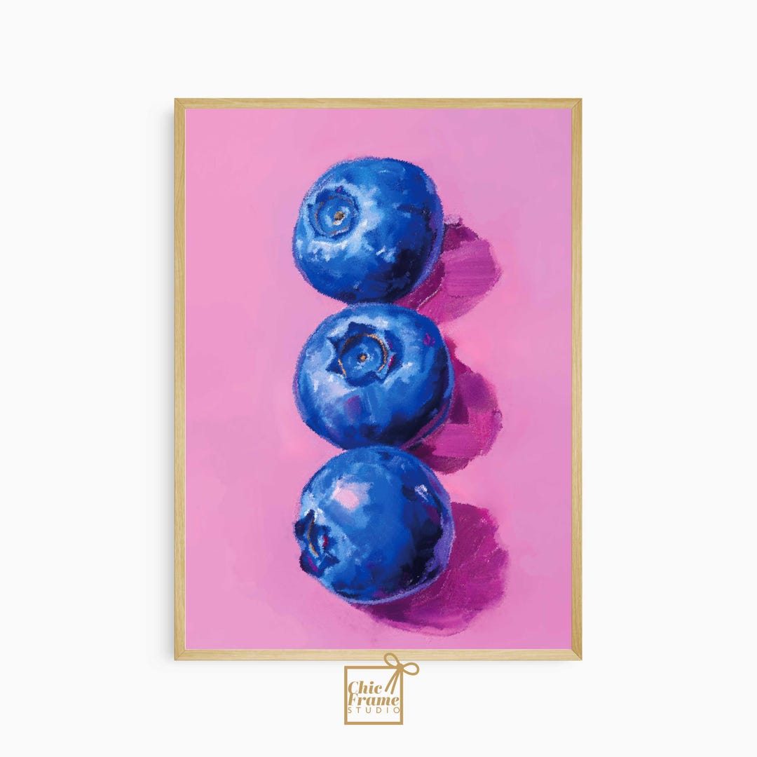 Blueberry Print, Fruit Printable Art, Blueberries Poster, Dinning Room ...