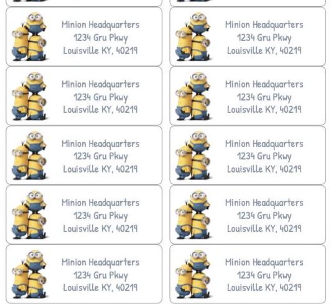 Minion Themed Envelope Labels (custom) (print W/ Envelopes - Shipped ...