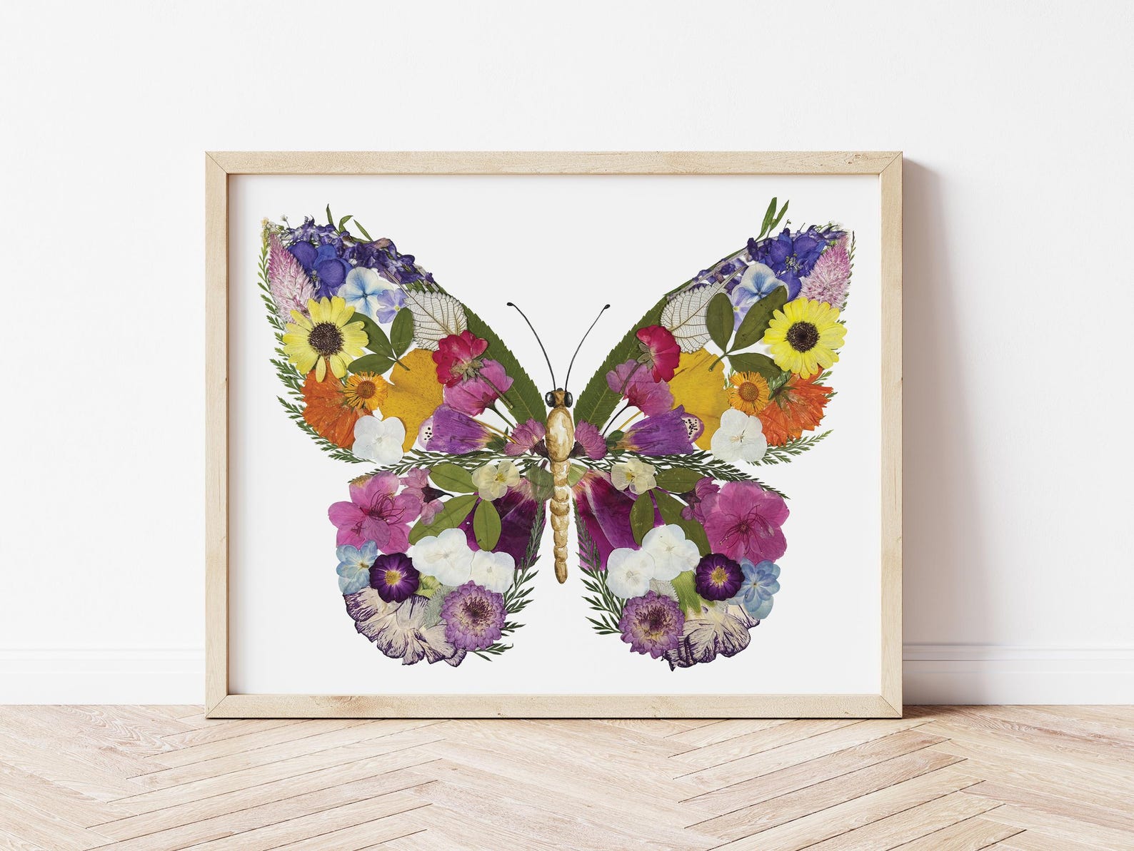 Butterfly Pressed Flower Art Print - Botanical Wall Art - Etsy
