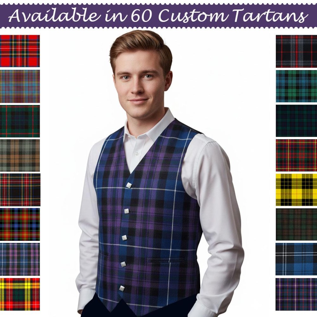 Custom Tartan Vest for Men Vintage Scottish Kilt Waistcoat Highland ...