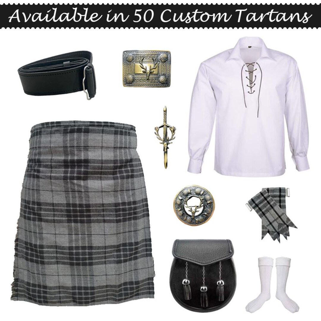 Custom Scottish Tartans Wedding Kilt Set 9 PCS Handmade Vintage ...