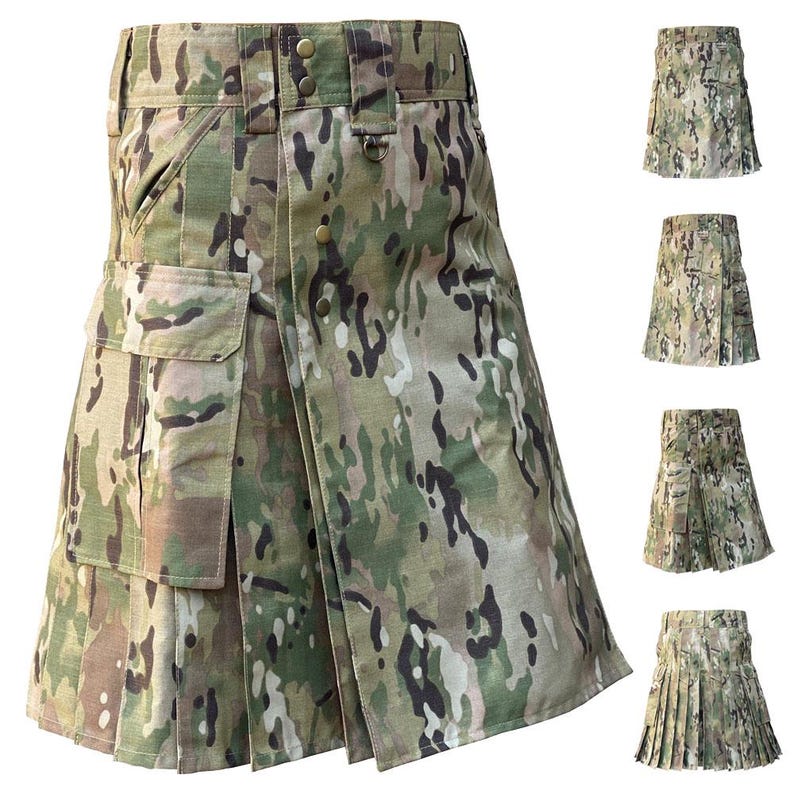 Tactical Kilt for Men Army Military Cargo Pockets 100% Premium Cotton ...