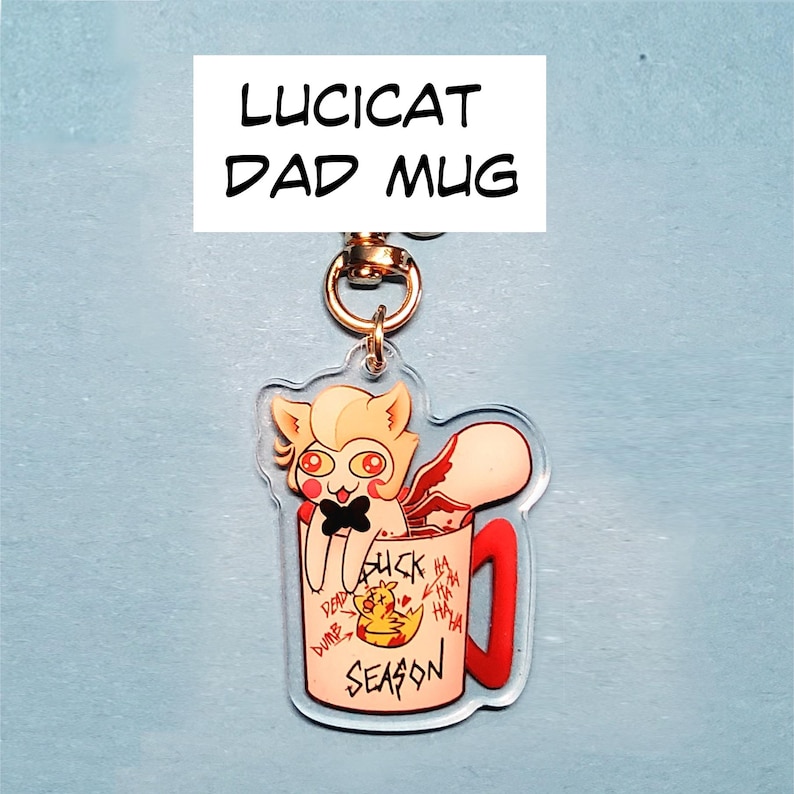 Cursed Cat Alastor and Lucicat in Dad Mugs Keychains - Etsy