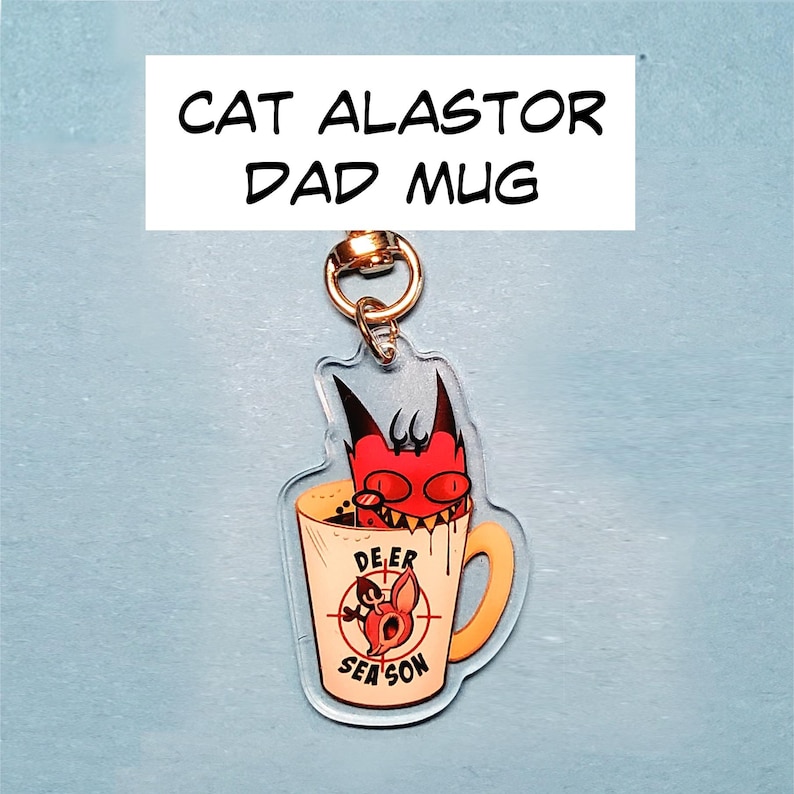 Cursed Cat Alastor and Lucicat in Dad Mugs Keychains - Etsy