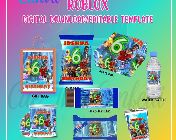 Roblox Canva Editable Party Favor Bundle | Treat Bag Mockup | Boy ...