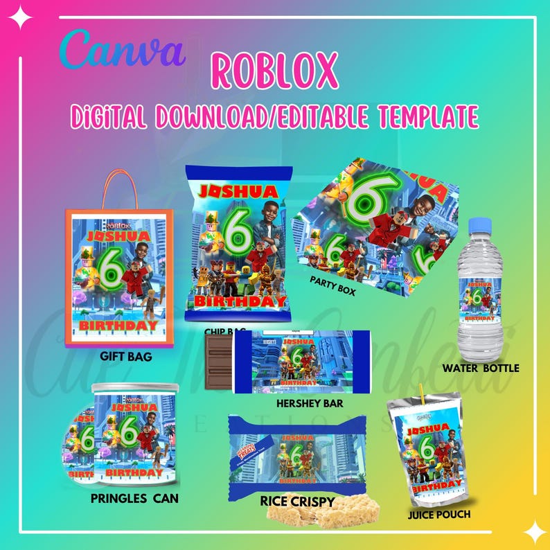 Roblox Canva Editable Party Favor Bundle | Treat Bag Mockup | Boy ...