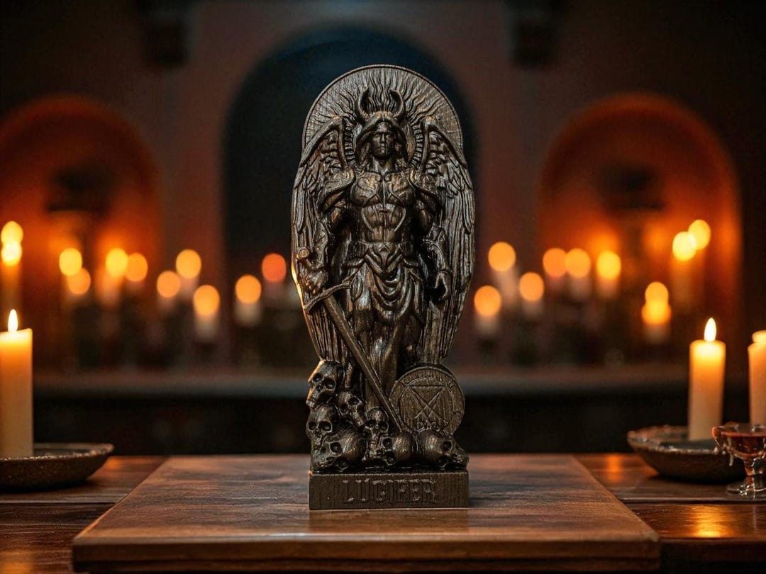 Black Lucifer Statue, Lucifer Fallen Angel Statue, Lucifer Morningstar ...