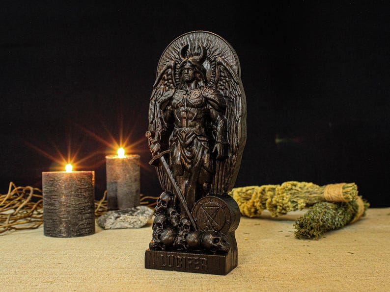 Black Lucifer Statue, Lucifer Fallen Angel Statue, Lucifer Morningstar ...