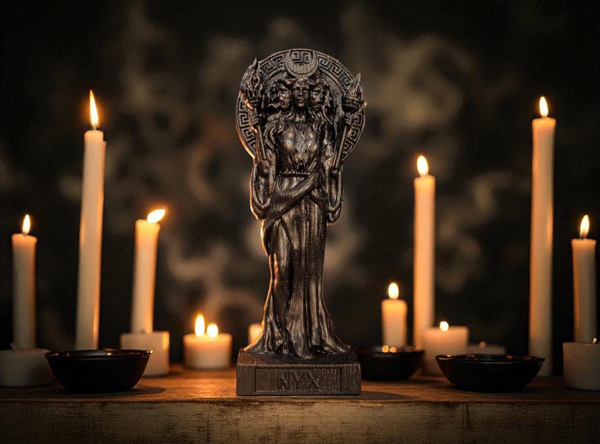 Black Nyx Statue, Greek Goddess of the Moon, Black Goddess Figure, Nyx ...