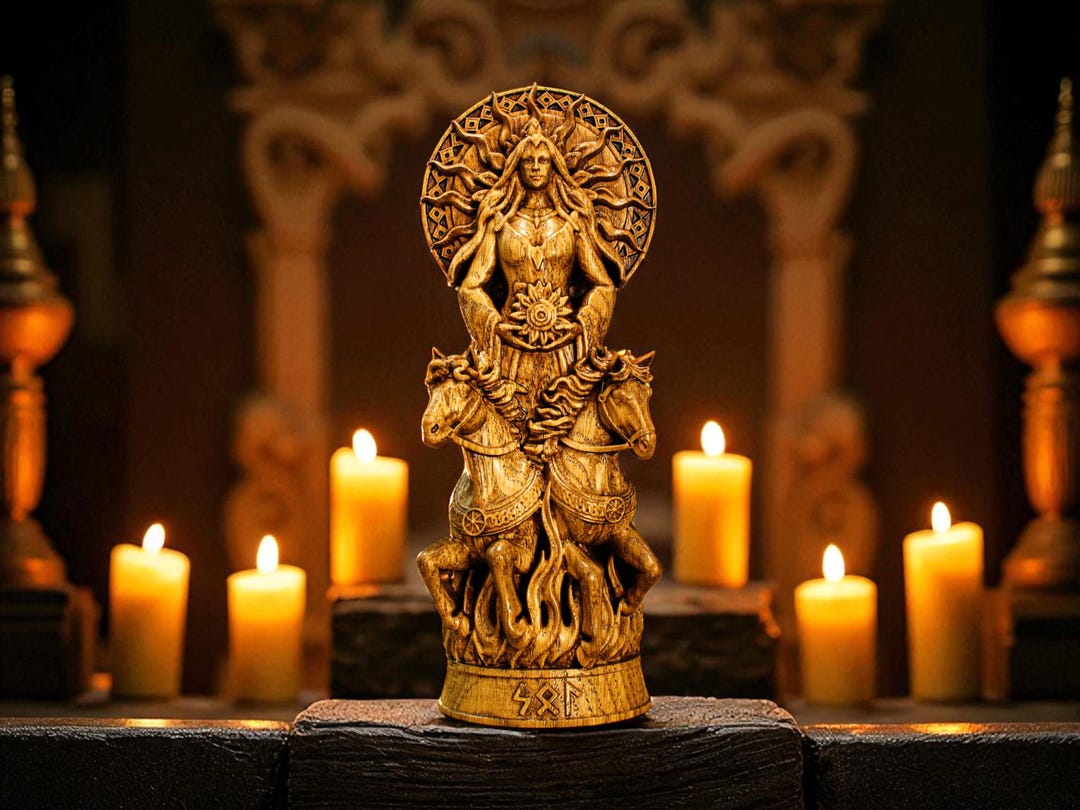 Sol Statue, Norse Goddess Sol, Sol Altar Figure, Sunna Goddess Figure ...